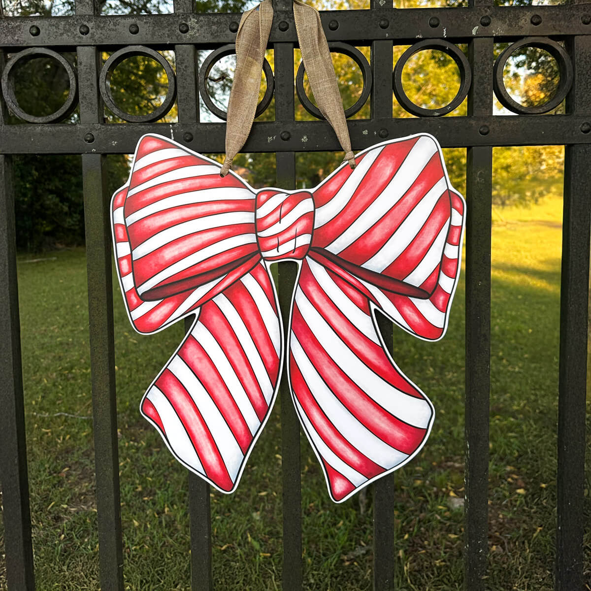 Peppermint Candy Cane Bow Door Hanger – Big Easy Design LLC
